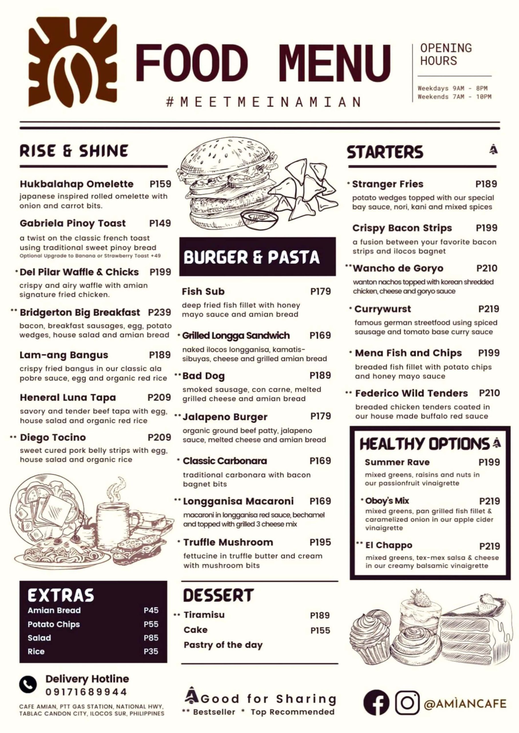 Cafe Menu - Amian Coffee