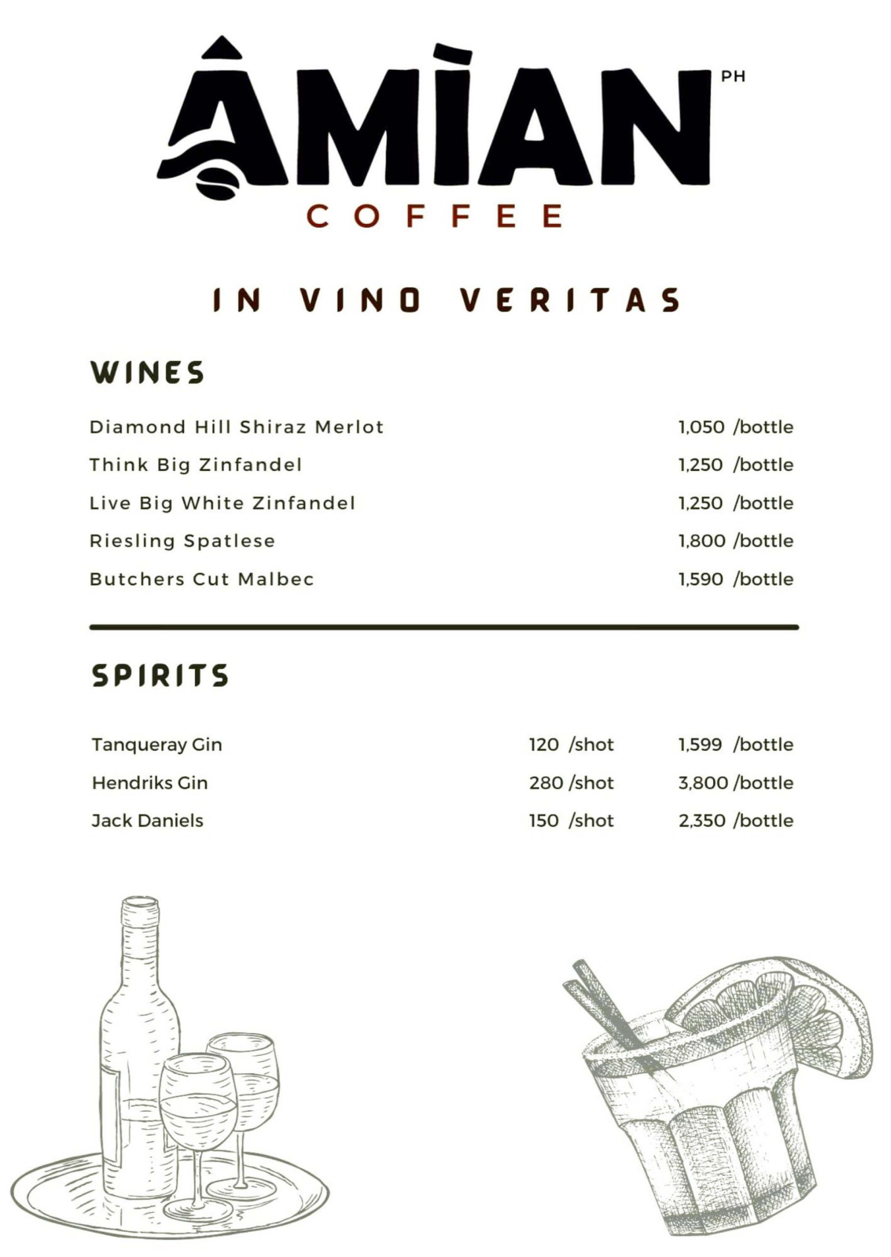 Cafe Menu - Amian Coffee